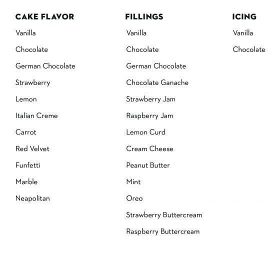 Cake Flavors | 2tarts Bakery